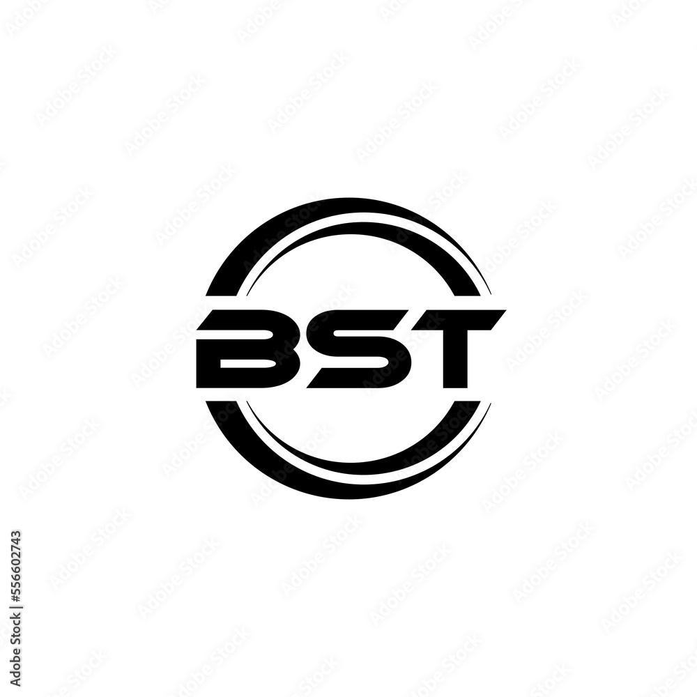 BST letter logo design with white background in illustrator, cube logo ...