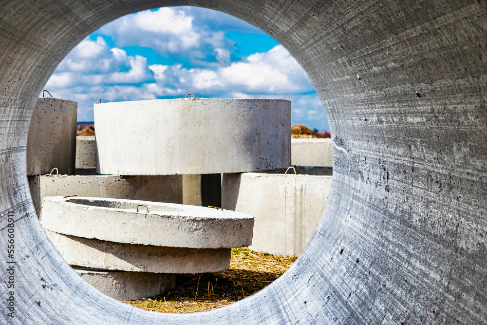 Reinforced concrete rings for the installation of underground we Stock ...