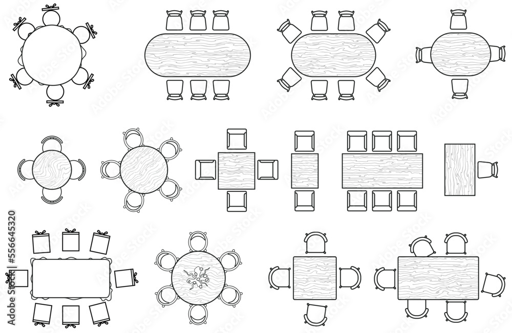 Tables with chairs set of furniture for dining room, office, house ...