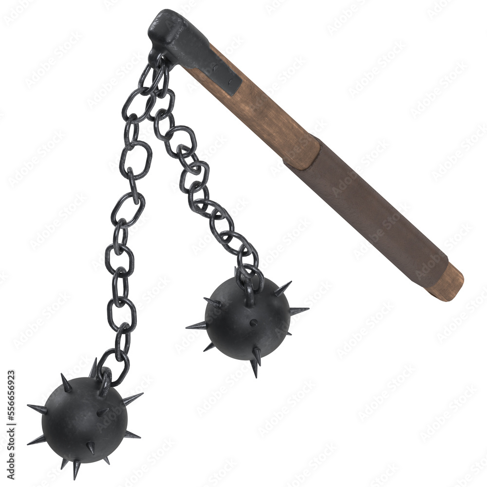 3D rendering illustration of a twin ball flail medieval weapon の Stock ...