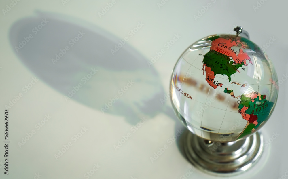 Glass globe isolated on white background. Backlit transparent globe ...