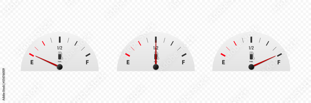 Vector 3d Realistic White Gas Fuel Tank Gauge, Oil Level Bar Set ...