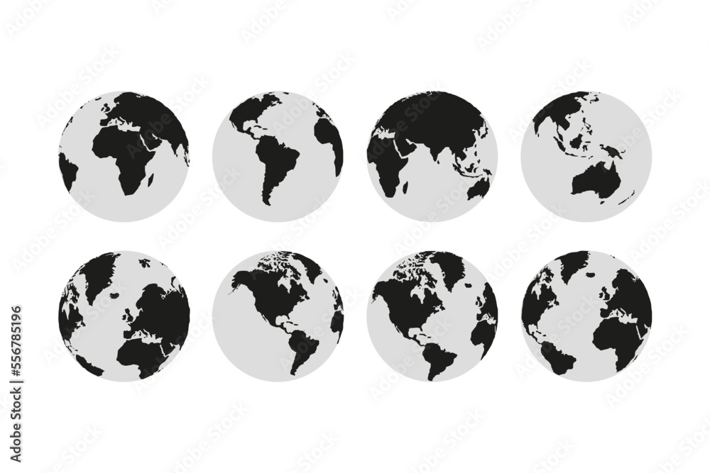 Earth Icons - World Icon Set - Planet Earth - Globe - Continents ...