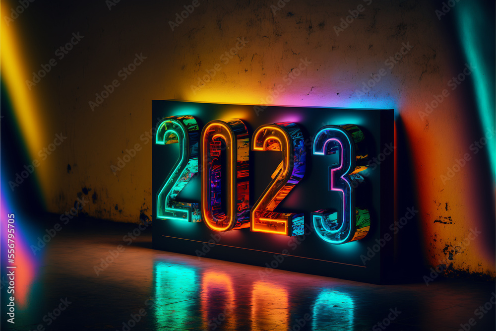 2023 neon letters signboard design Stock Illustration | Adobe Stock