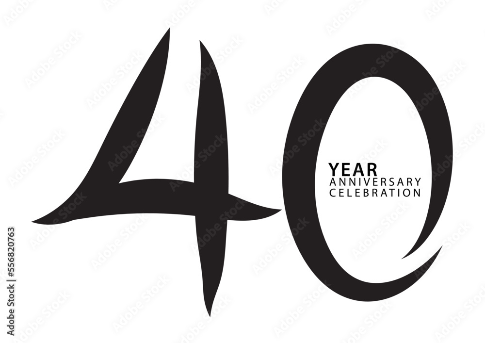 40 year anniversary celebration black color logotype vector, 40 number ...