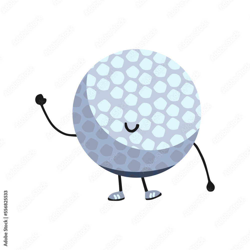 character vector, cute golf ball, flat cartoon design style. Stock ...