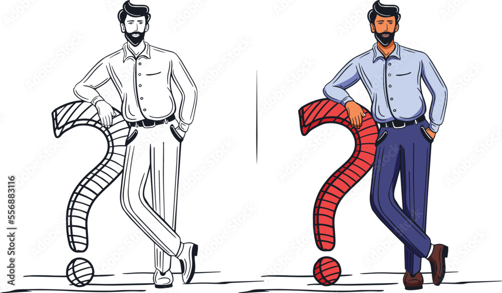 man standing with question mark vector Stock Vector | Adobe Stock