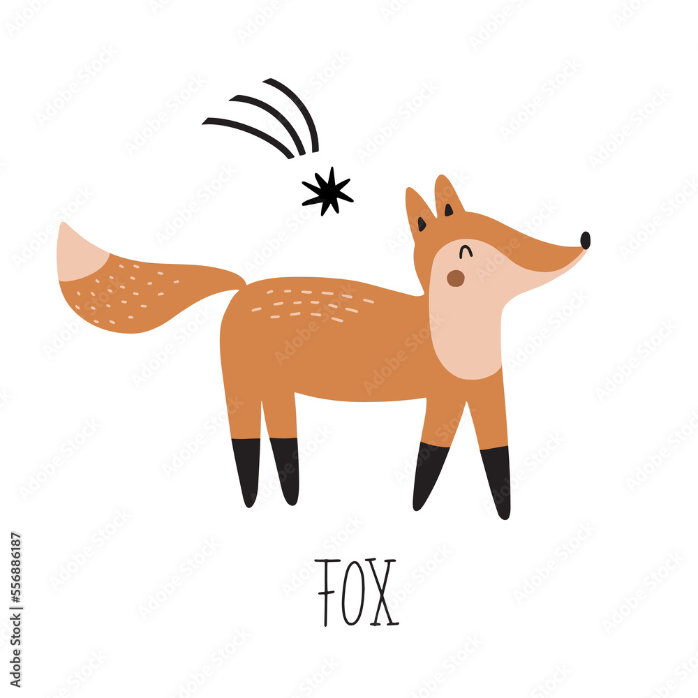 Learning cards for kids. Animals. Fox. Educational worksheets for kids ...