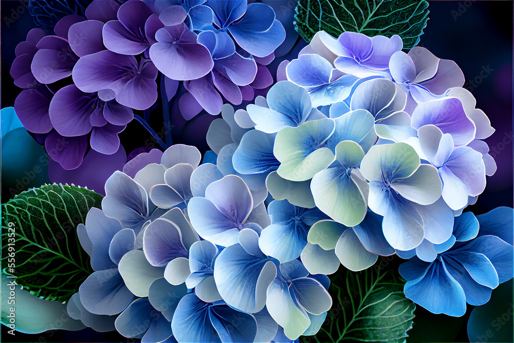 Floral print with beautiful hydrangeas ideal for vintage backgrounds ...