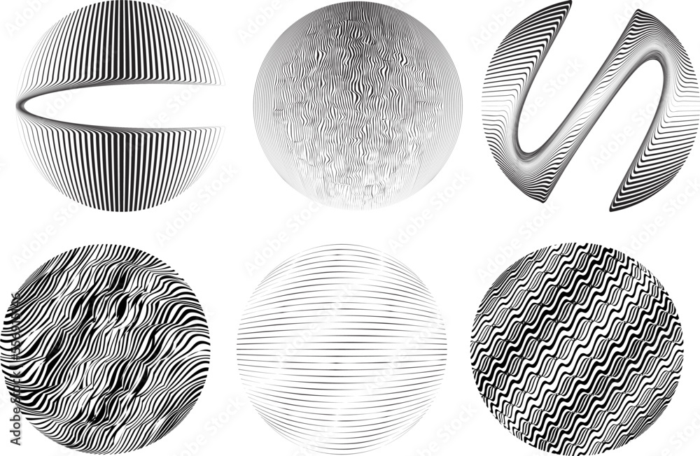 Set of spheres . Lines constructed transparent sphere .Vector ...
