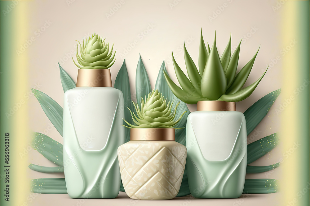 Cosmetic banner with 3d realistic bottles for premium skincare cream ...