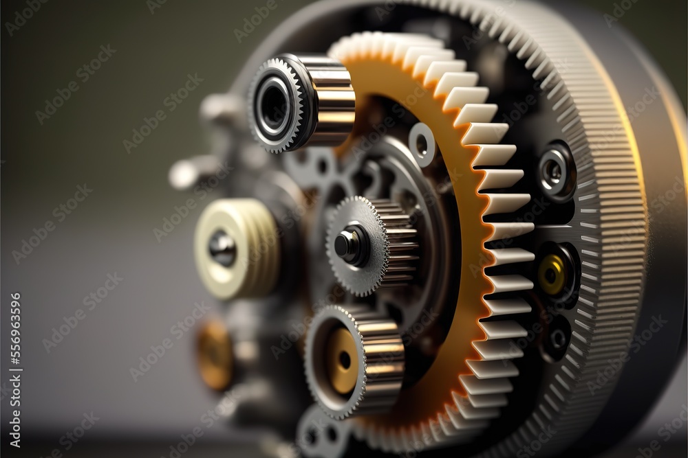 Macro photo of tooth wheel mechanism with PRODUCTIVITY, EFFICIENCY ...