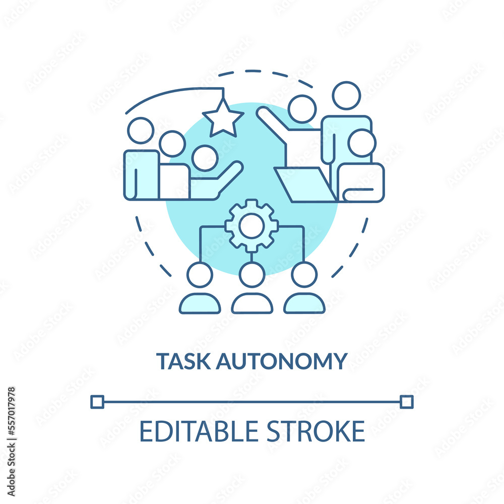 Task autonomy turquoise concept icon. Incentives for team. Project ...