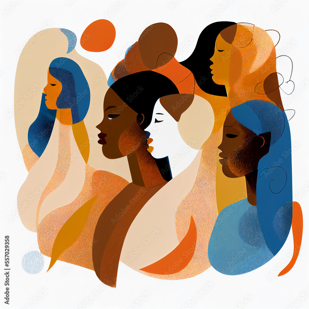 BIPOC Brown Orange Blue Abstract Illustration Woman Indigenous People ...