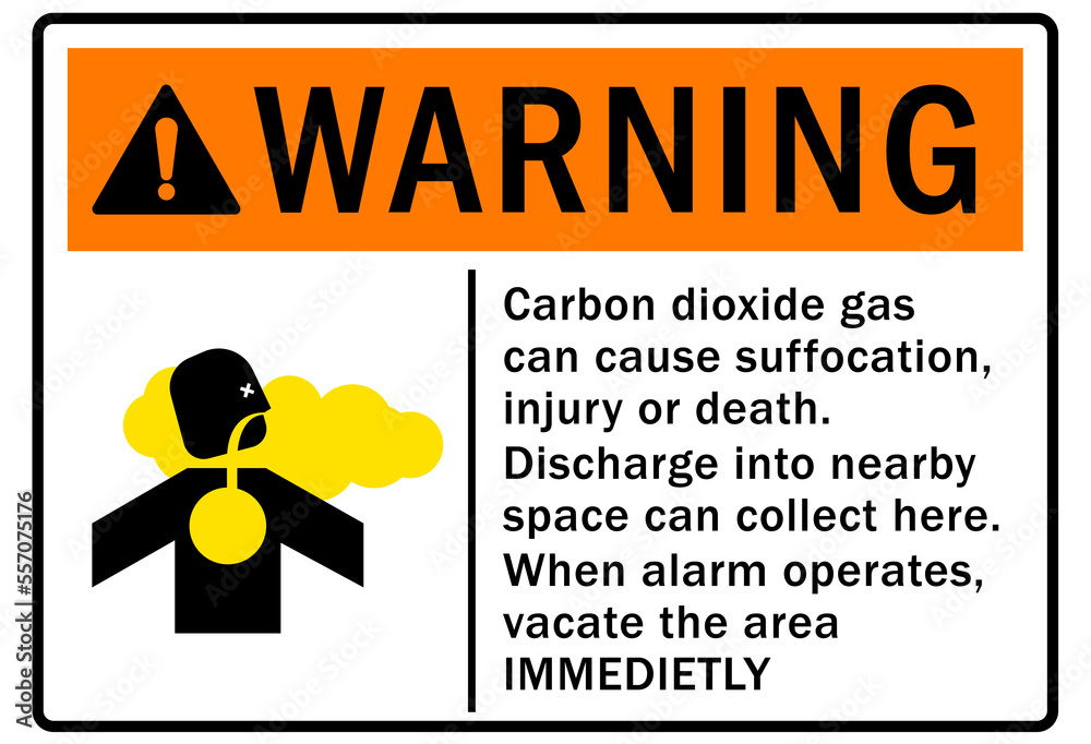 Fire hazard carbon dioxide co2 warning sign carbon dioxide can cause ...
