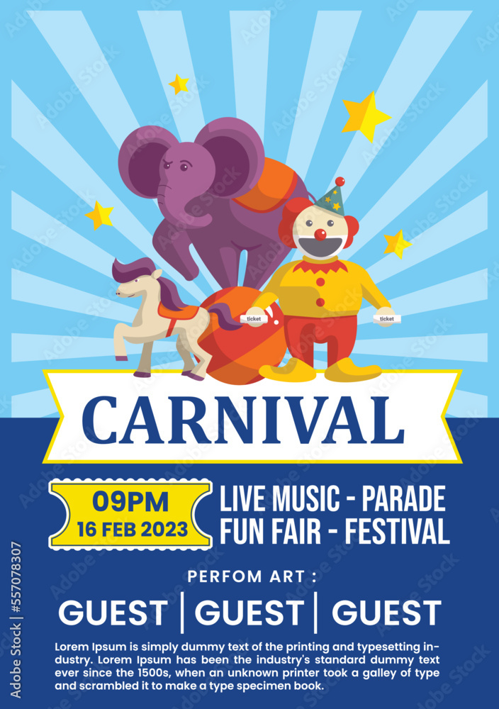 Carnival party poster template in flat design Stock Vector | Adobe Stock