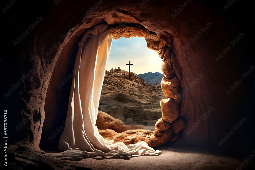 Empty tomb and crucification at the sunrise of the sun - Resurrection ...