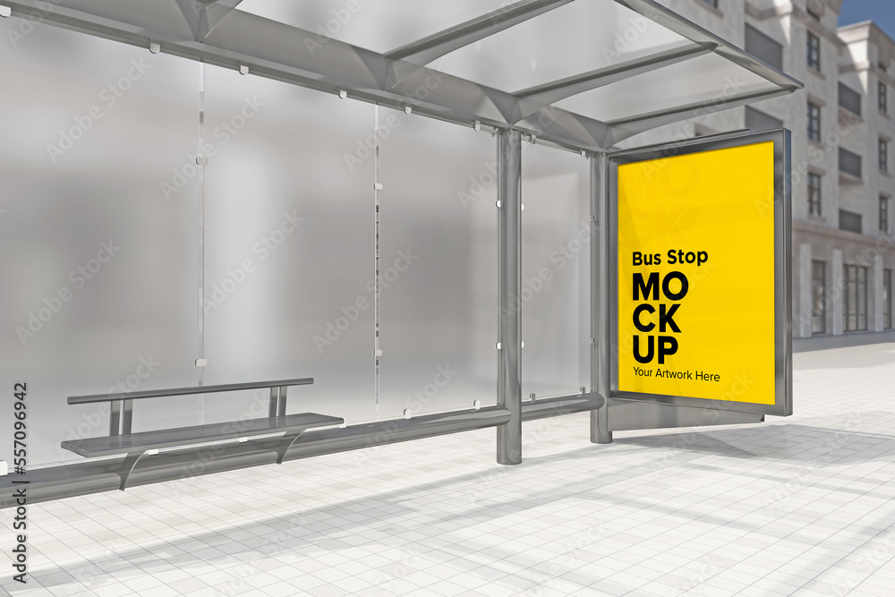 Bus Stop Billboard Bus Shelter Sinage Mockup Sign Board Billboard ...