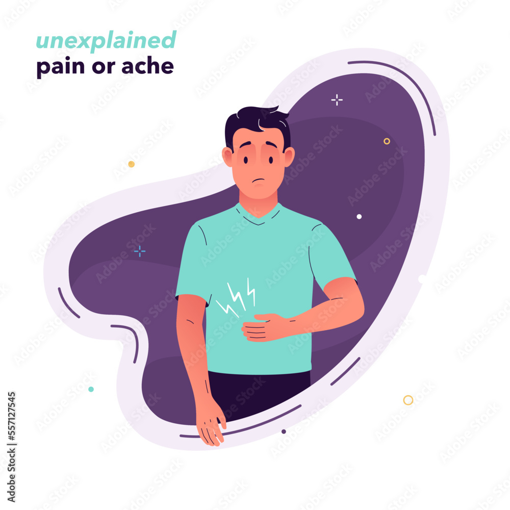 Man suffering from a persistent, dull ache in his side. A symptom of ...