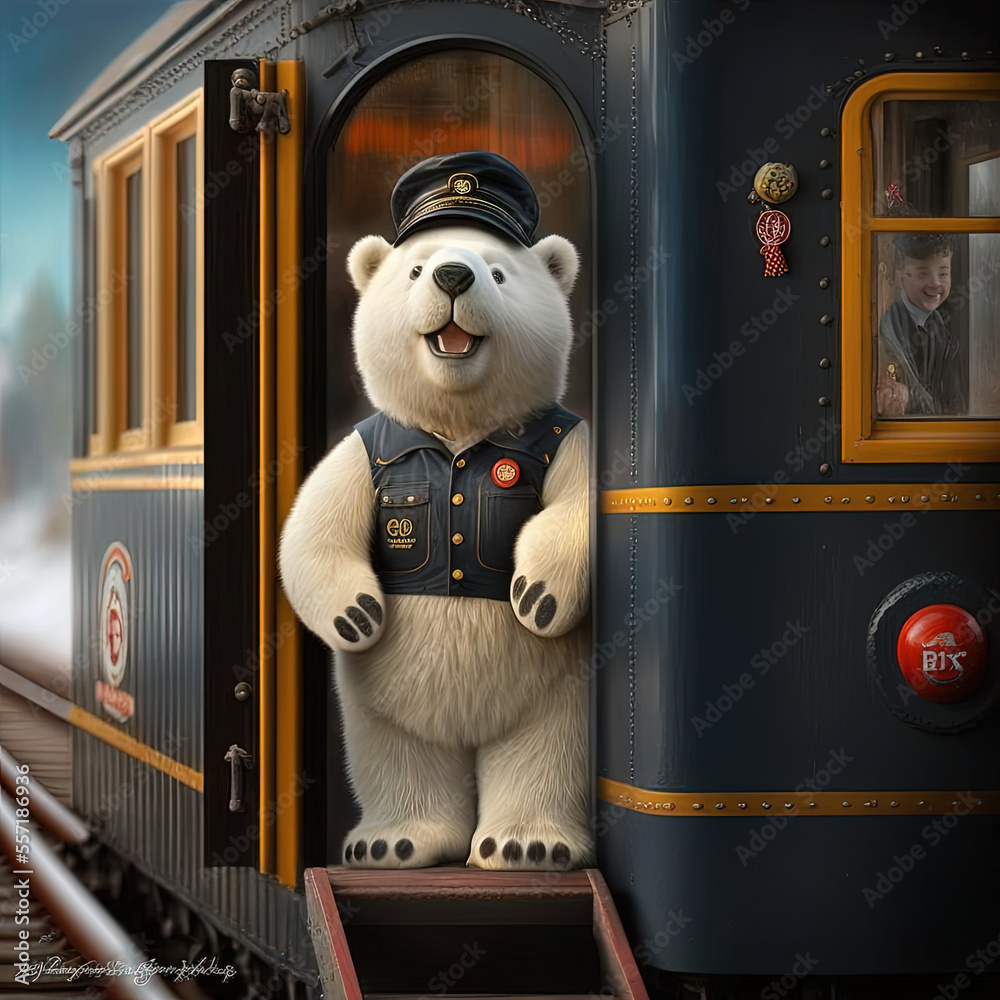 Polar Bear on the Polar Express Stock Illustration | Adobe Stock