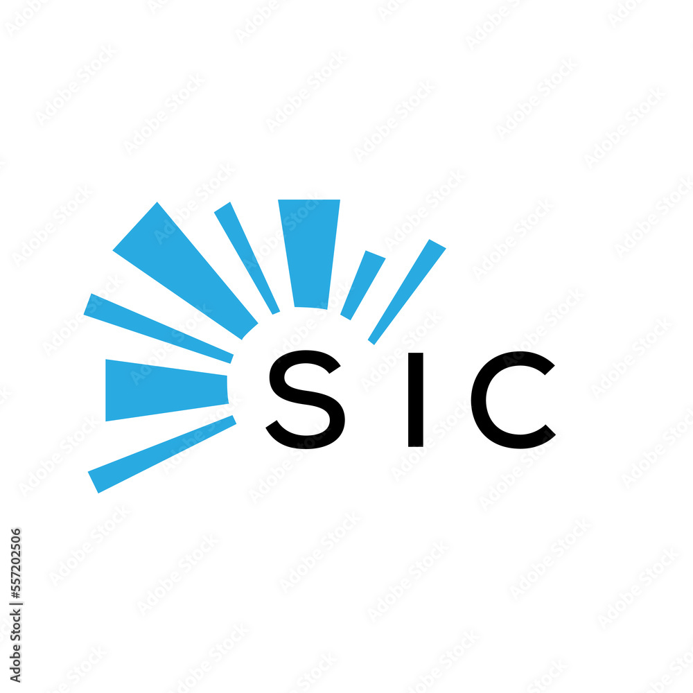 SIC letter logo. SIC blue image on white background and black letter ...