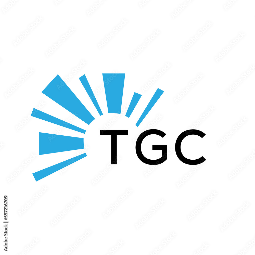 TGC letter logo. TGC blue image on white background and black letter ...