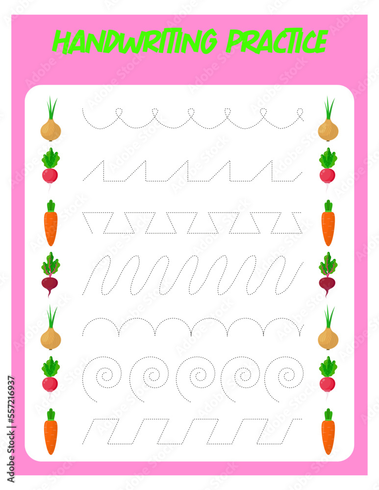 Tracing lines. Handwriting practice for children.Practicing fine motor ...