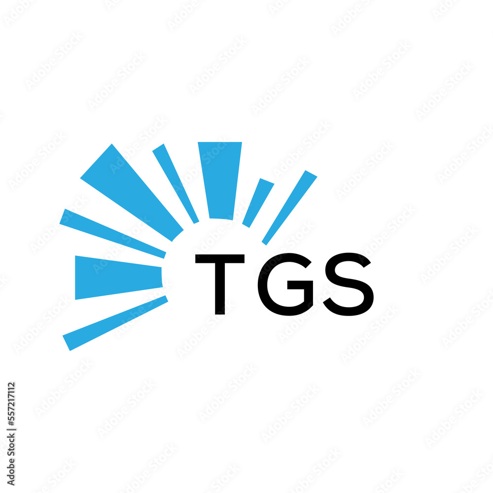 TGS letter logo. TGS blue image on white background and black letter ...