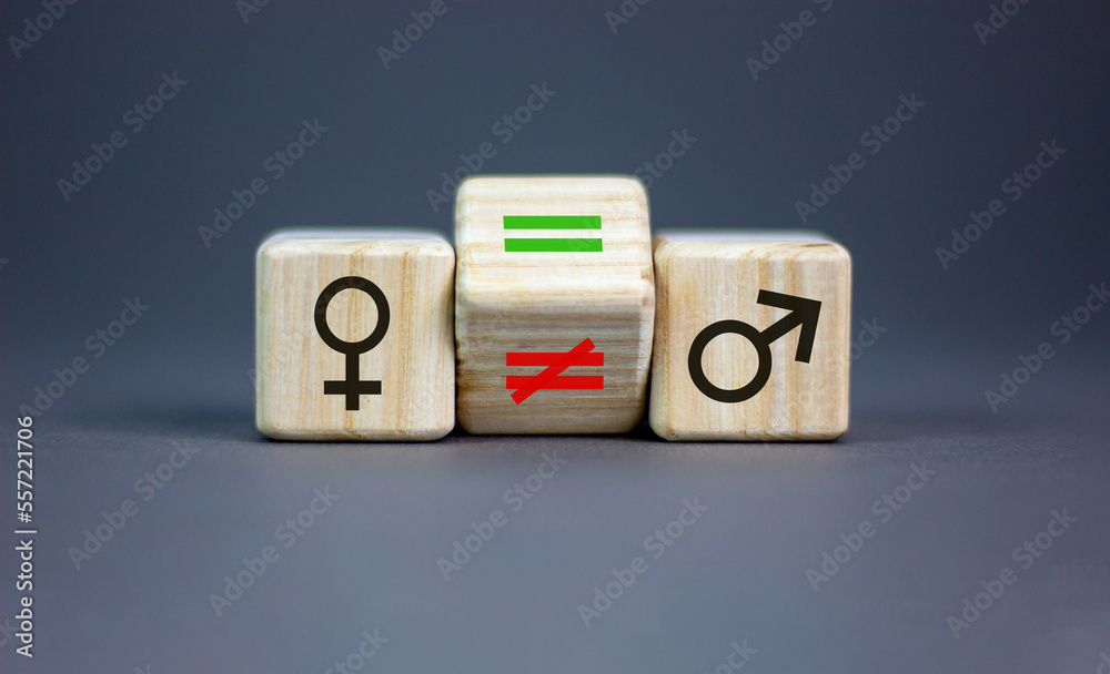 Photo Stock Symbol for gender equality. Turned a cube and changed a ...