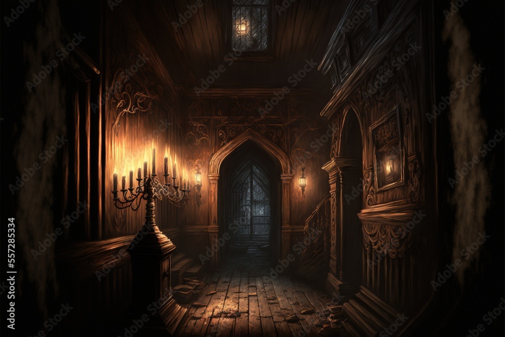 creepy interior of an abandoned building background, concept art ...