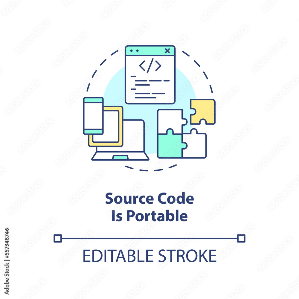 Vector de Stock Source code portability concept icon. Procedural programming abstract idea thin ...