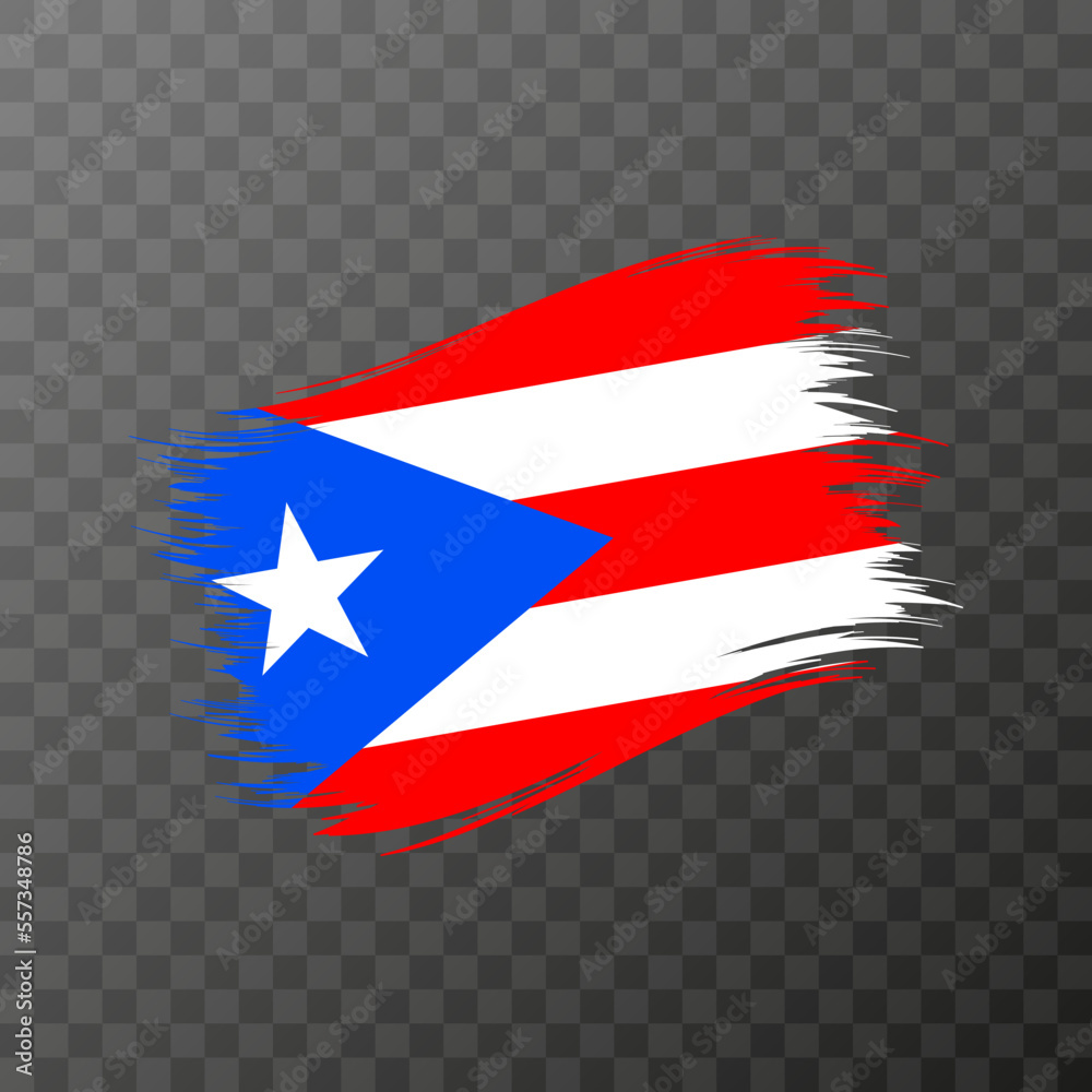Puerto Rico national flag. Grunge brush stroke. Vector illustration on ...
