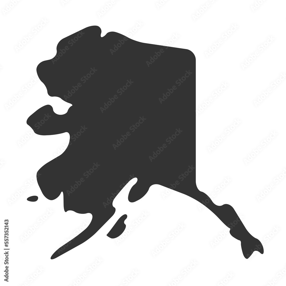 Alaska state of United States of America, USA. Simplified thick black ...