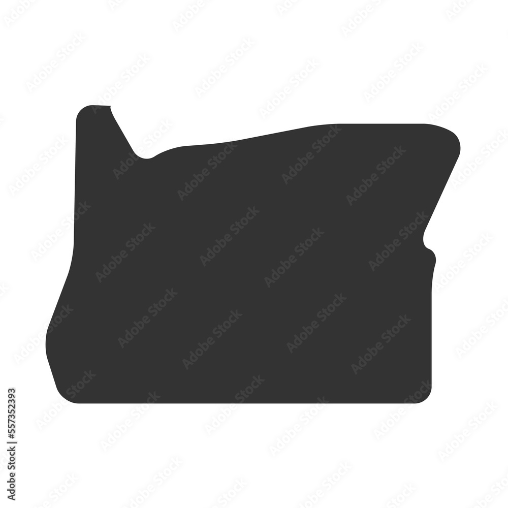 Oregon state of United States of America, USA. Simplified thick black ...