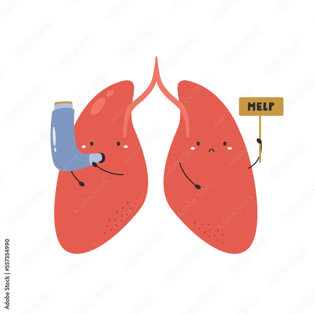 Vector illustration of lungs with asthma inhaler. Stock Vector | Adobe ...