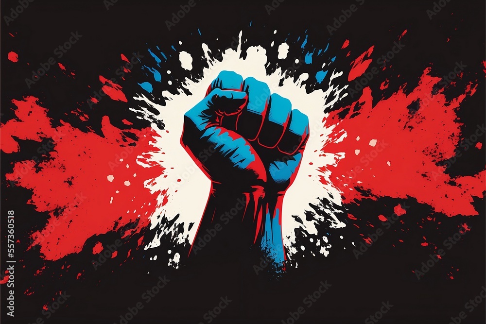 protest fist red white blue illustration Stock Illustration | Adobe Stock