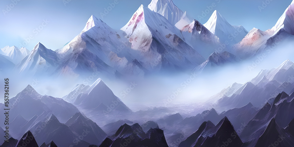 digital art of himalayan mountains Stock Illustration | Adobe Stock