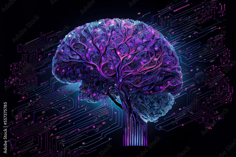 Human brain showing Intelligent thinking through the concept of a ...