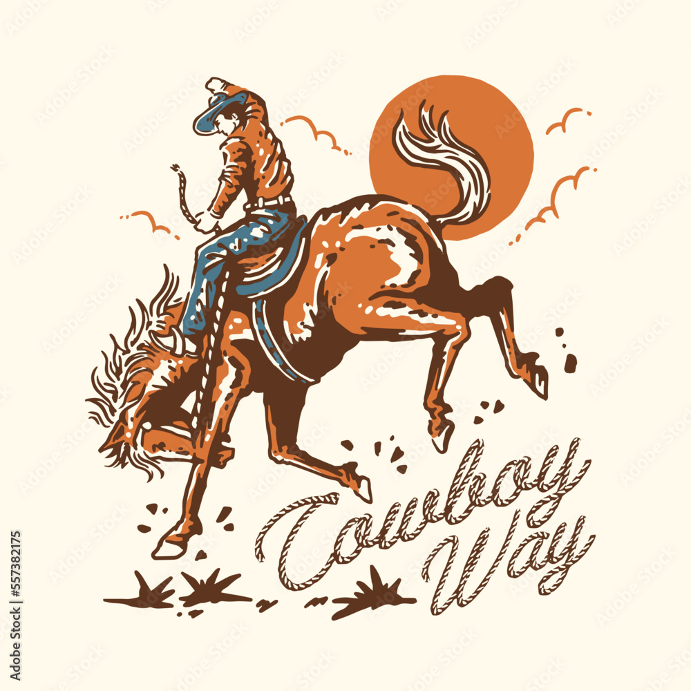 Cowboy Way Illustration Stock Vector | Adobe Stock