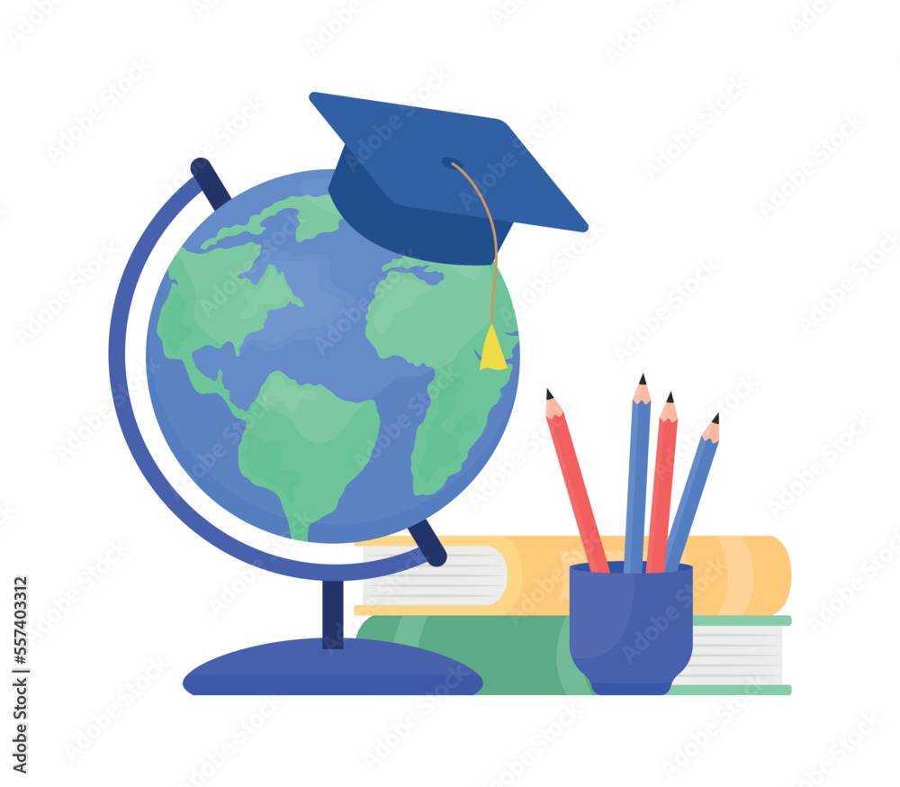 Educational elements semi flat color vector. Editable elements. Full ...