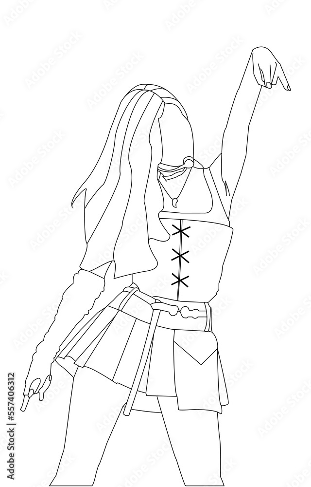 Kpop idol on stage line art illustration,Korean Idol wearing beautiful ...