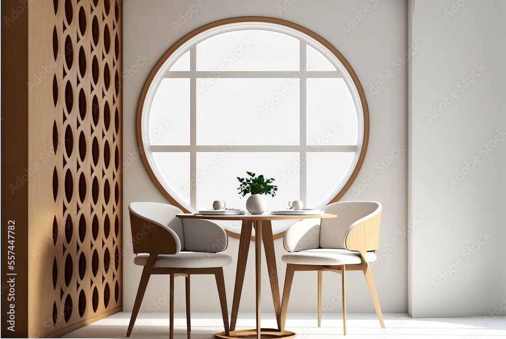 4K resolution or higher, Modern dining room with white wall Interior ...