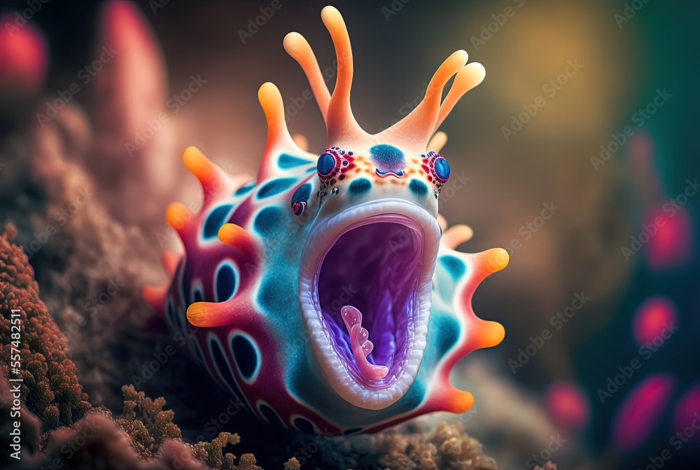 funny illustration of sea creature Nudibranchs, commonly known as sea ...
