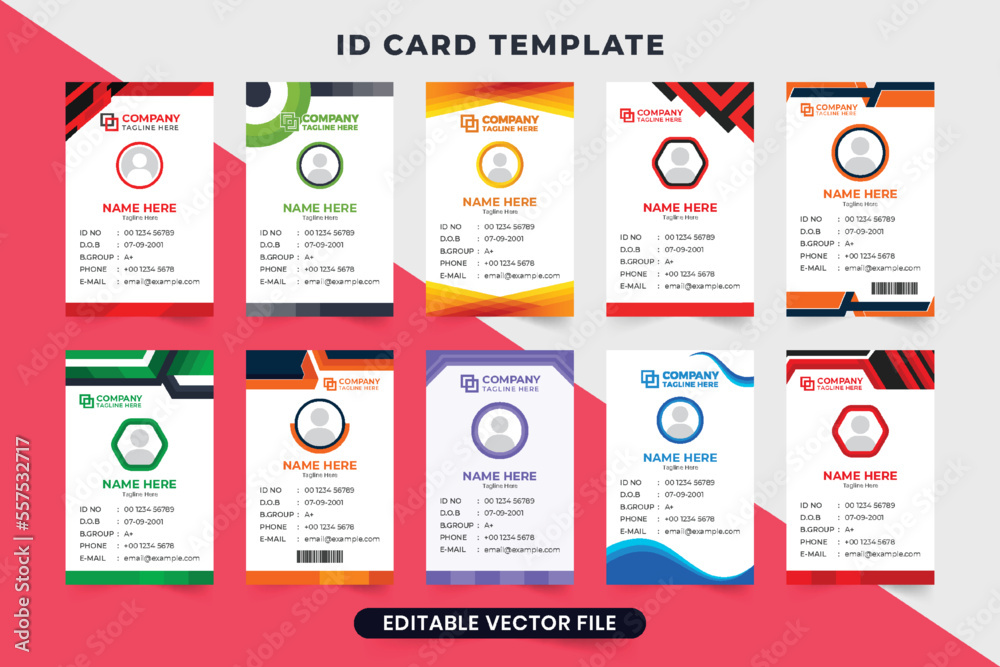 Identification card bundle for business organizations. Office identity ...