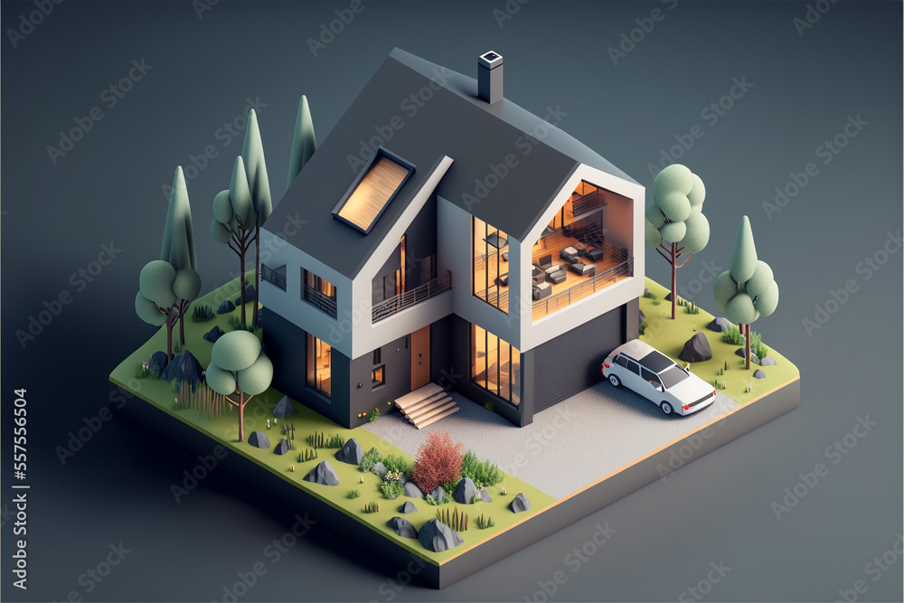 Illustrated 3D icon representation of a isometric modern house – Create ...