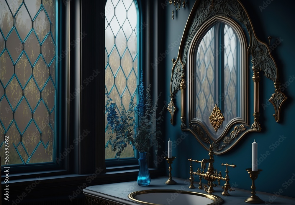 interior design of Gothic architecture Bathroom, vintage, velvet luxury ...