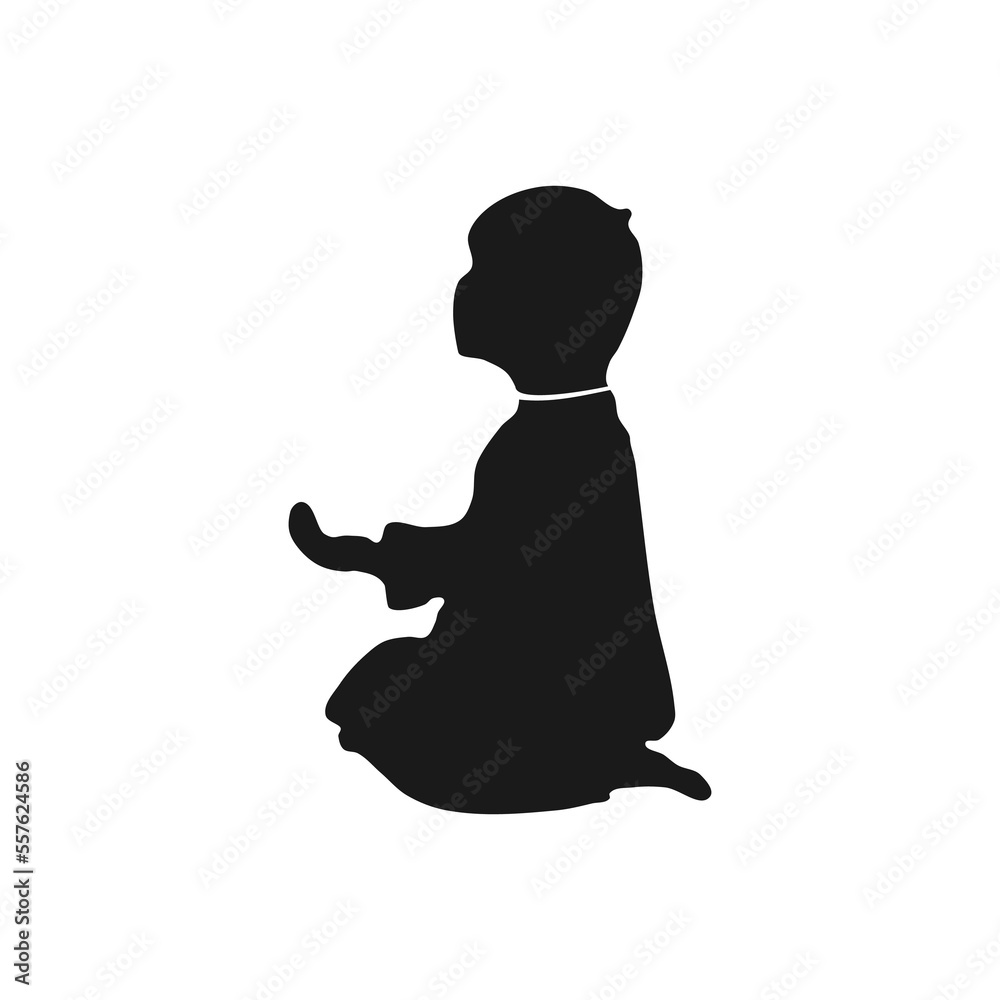 Vector silhouette of a Muslim little boy praying. very suitable for ...
