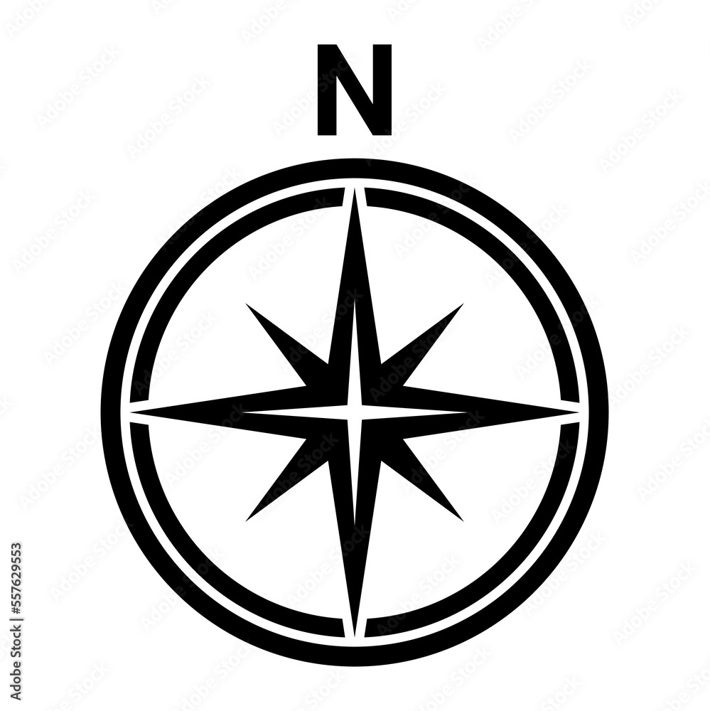 Black north symbol on white background. Stock Vector | Adobe Stock