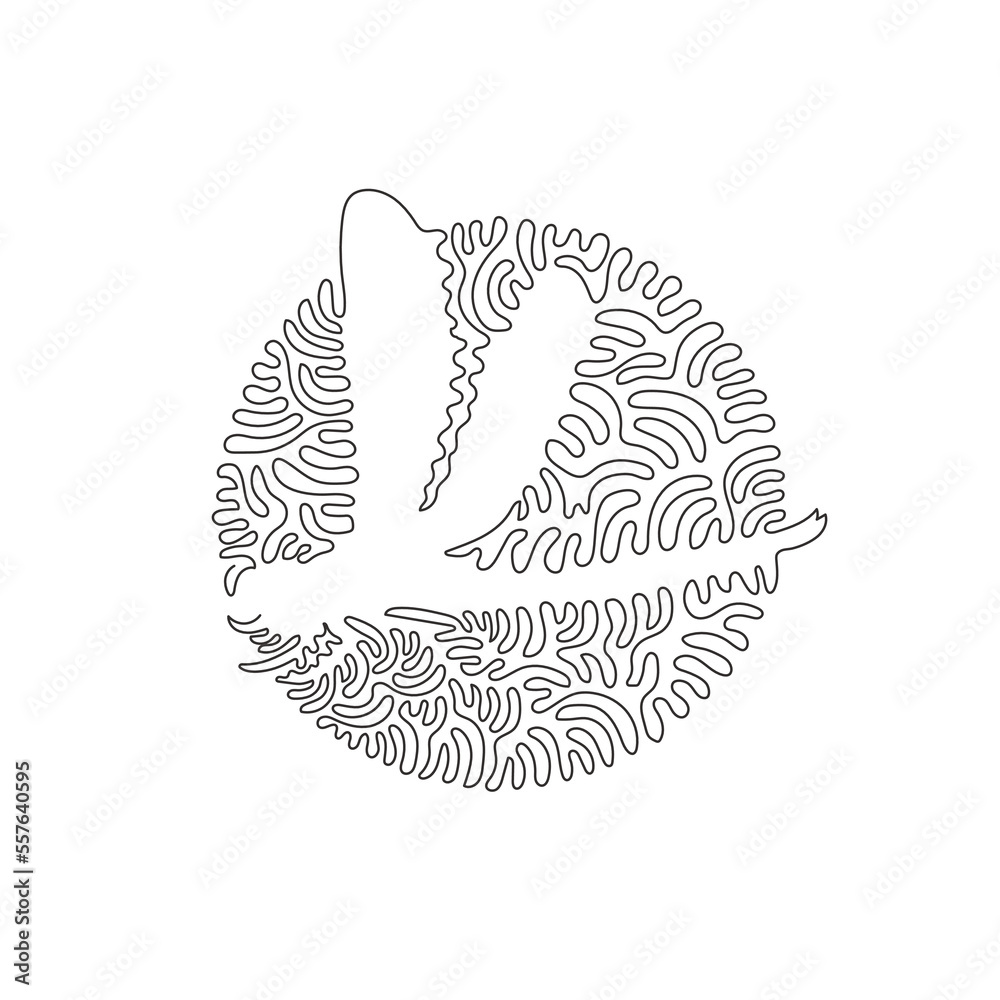 Single curly one line drawing of adorable dragonfly abstract art ...