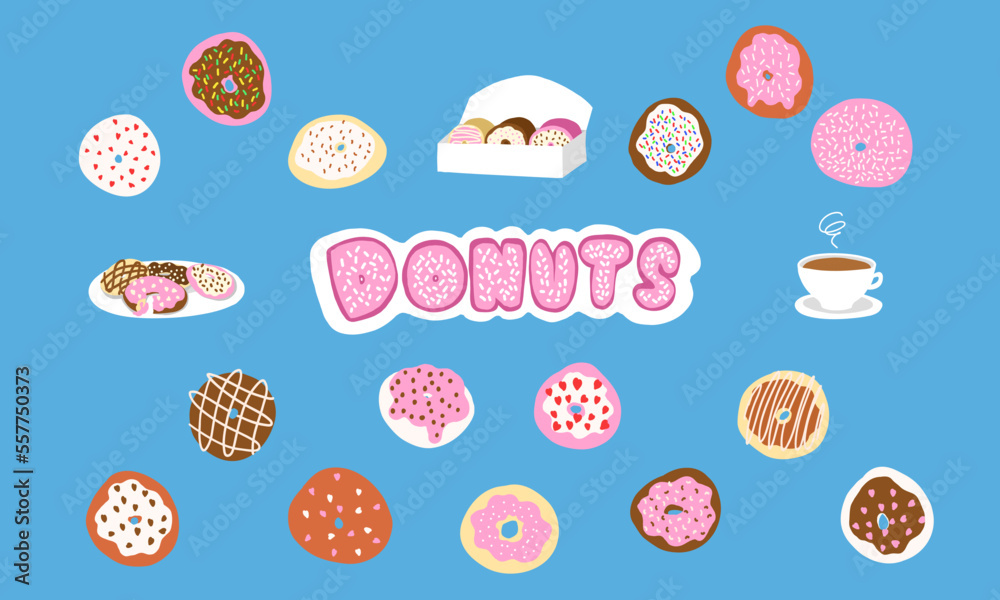 Donuts vector set in cartoon flat style Stock Vector | Adobe Stock